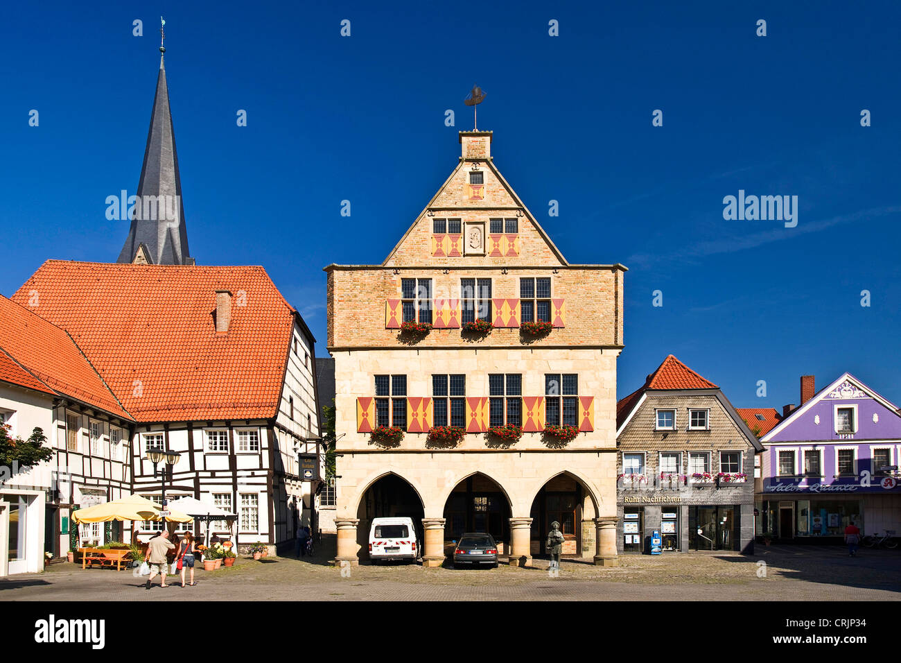 historical old town of Werne with town hall and St Christophorus church ...