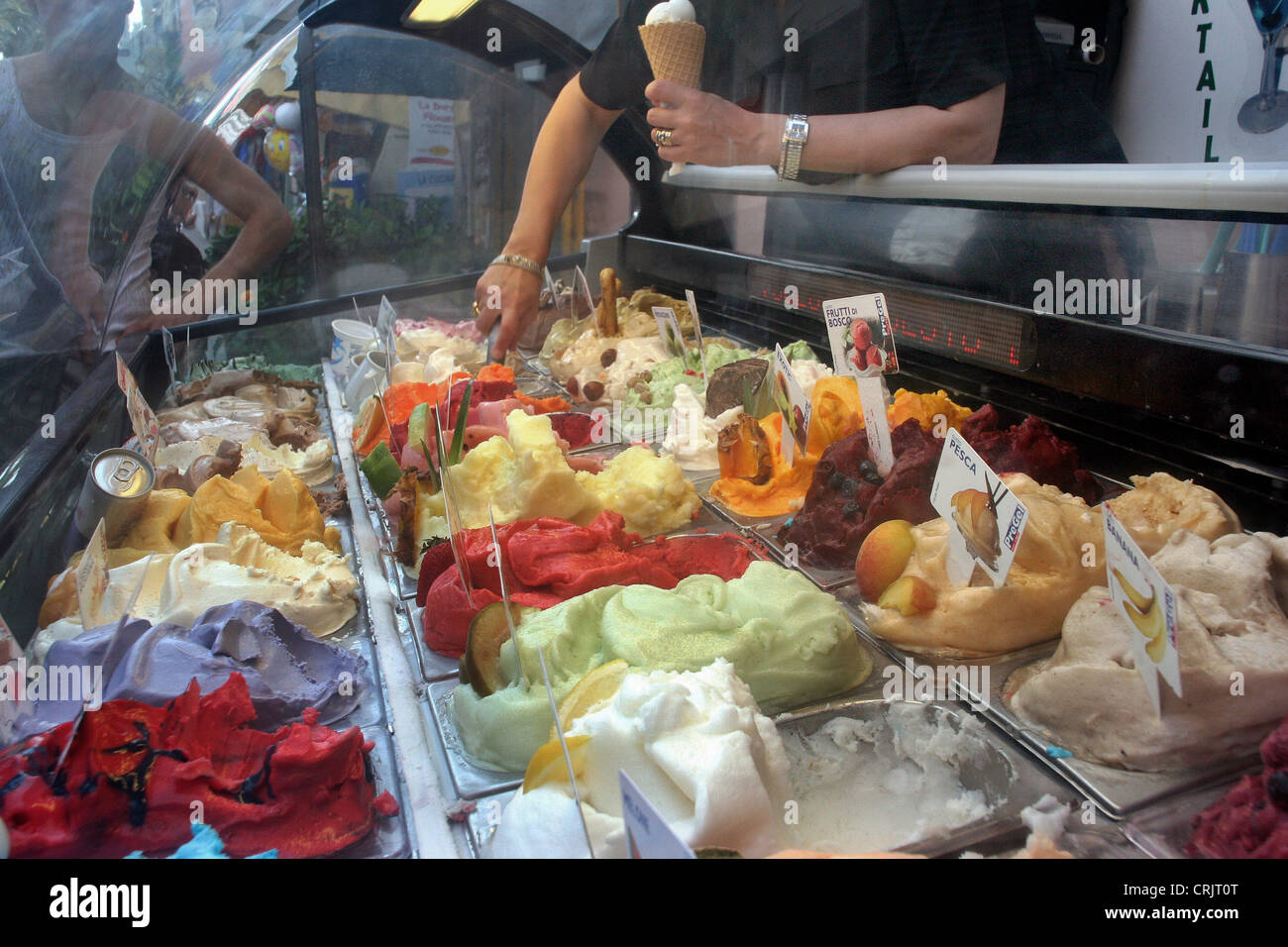ice cream being sold at an ice stand with large assortment Stock Photo ...