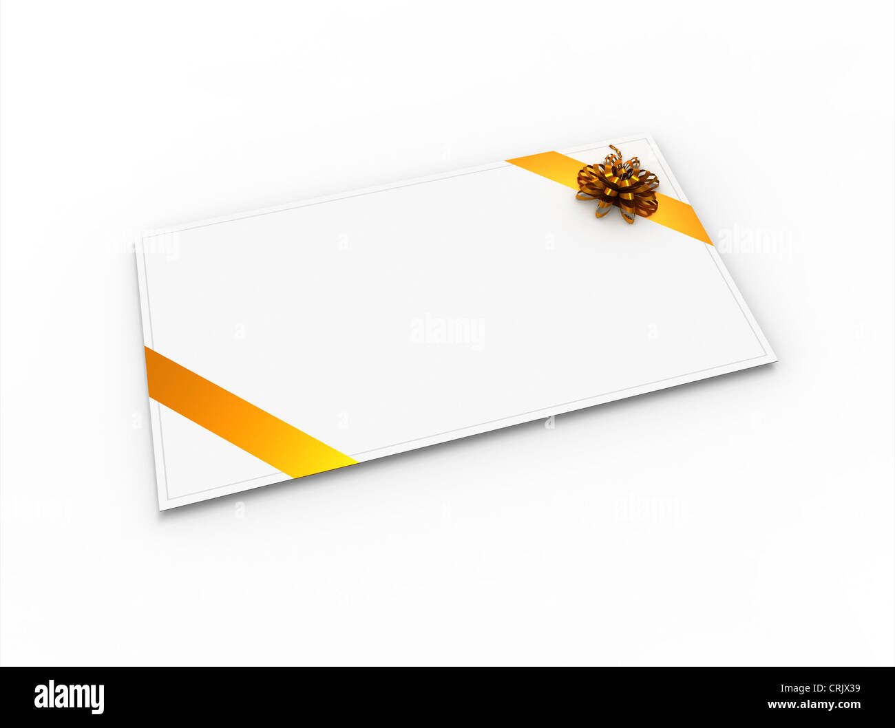 Blank greeting card (for greeting or congratulation) with yellow ribbon ...