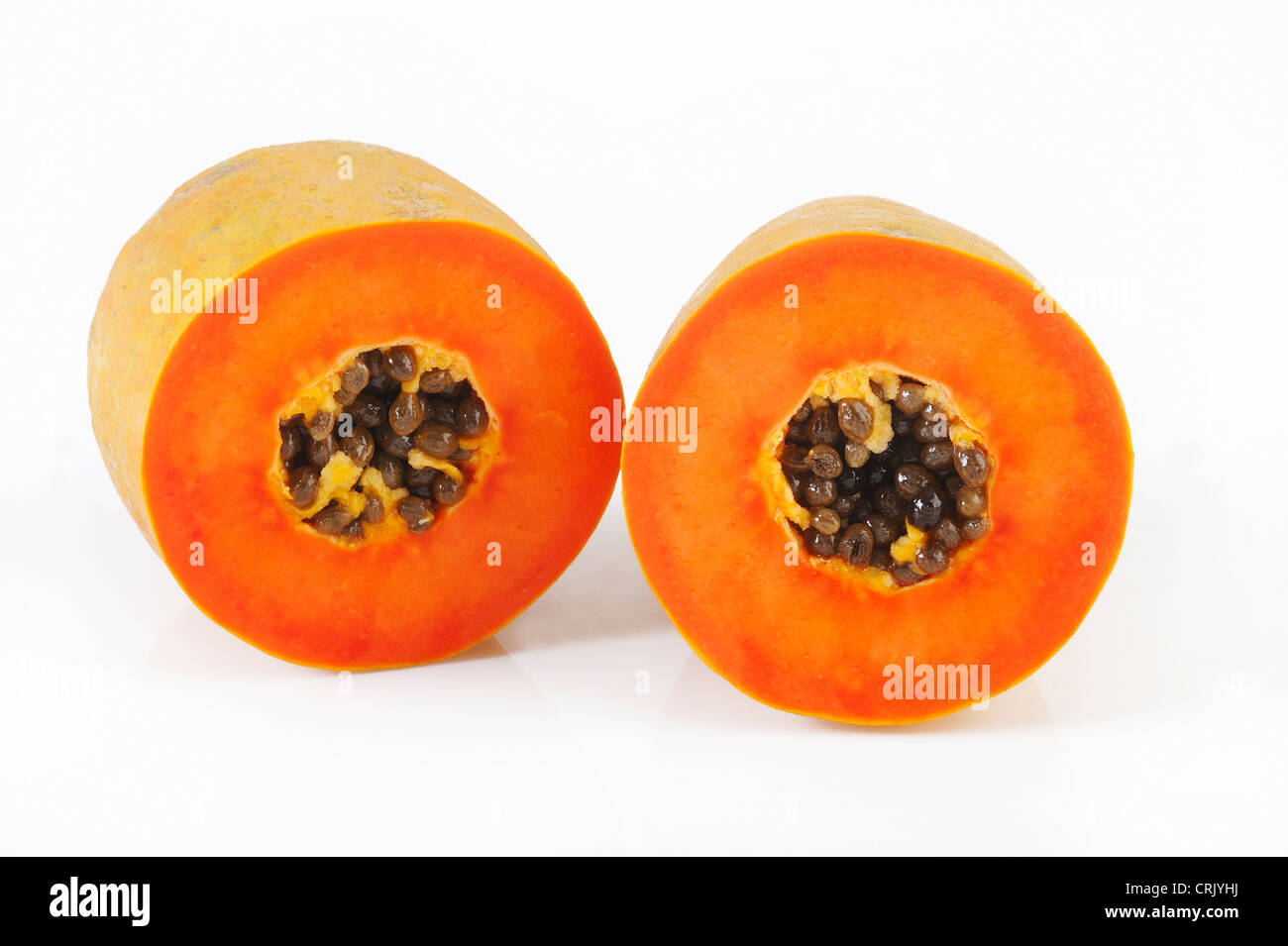 Ripe papaya isolated on white background Stock Photo - Alamy