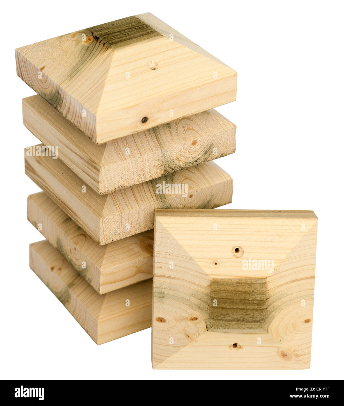 4*4 tanalised timber temple shaped wooden post cap protectors Stock ...