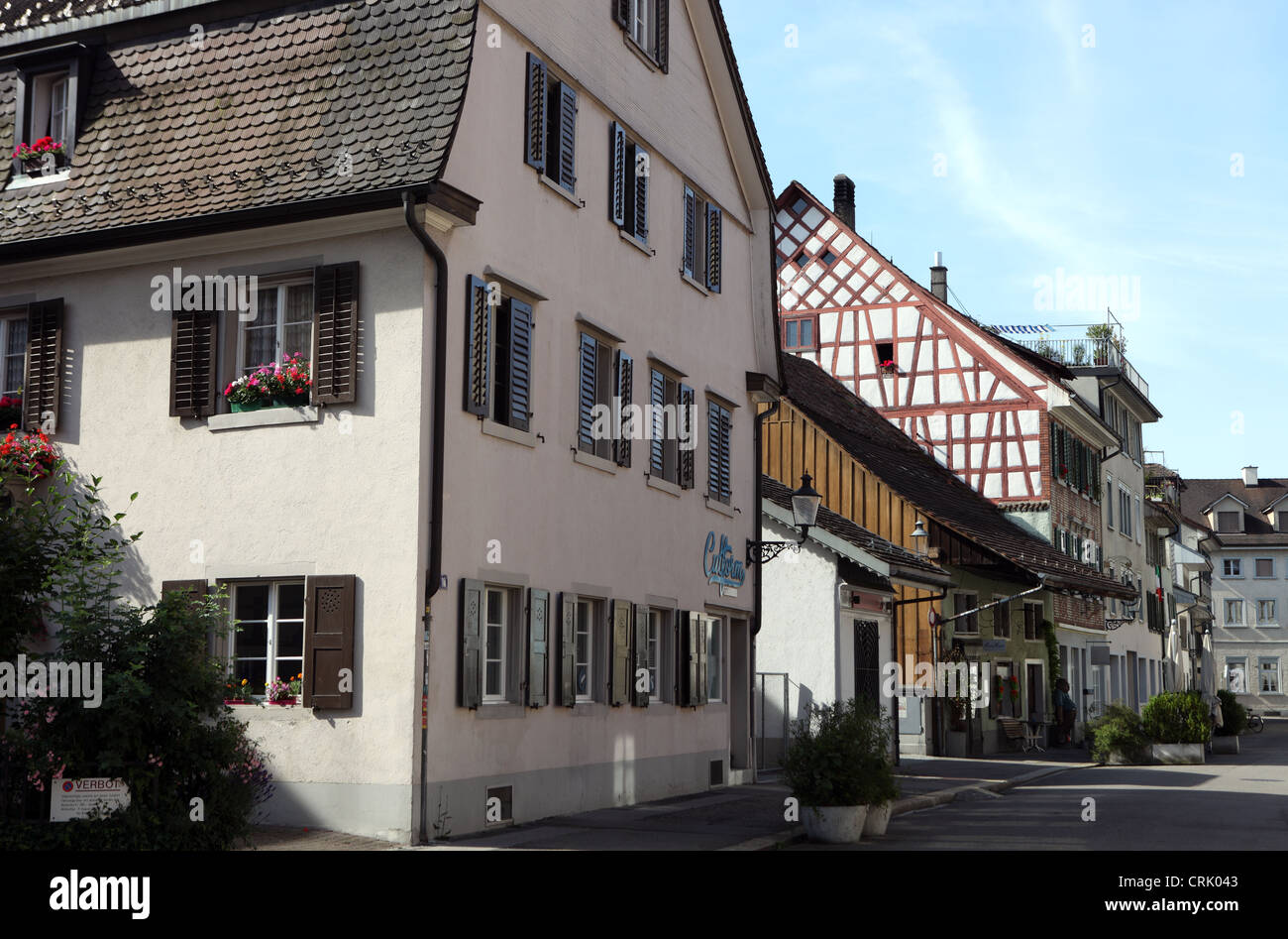 Winterthur Old Town streetscape, Sunday morning, Switzerland Stock ...