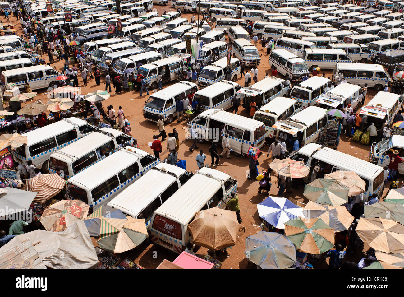 Mini buses at the main 'stage' or bus station, Kampala, Uganda Stock ...