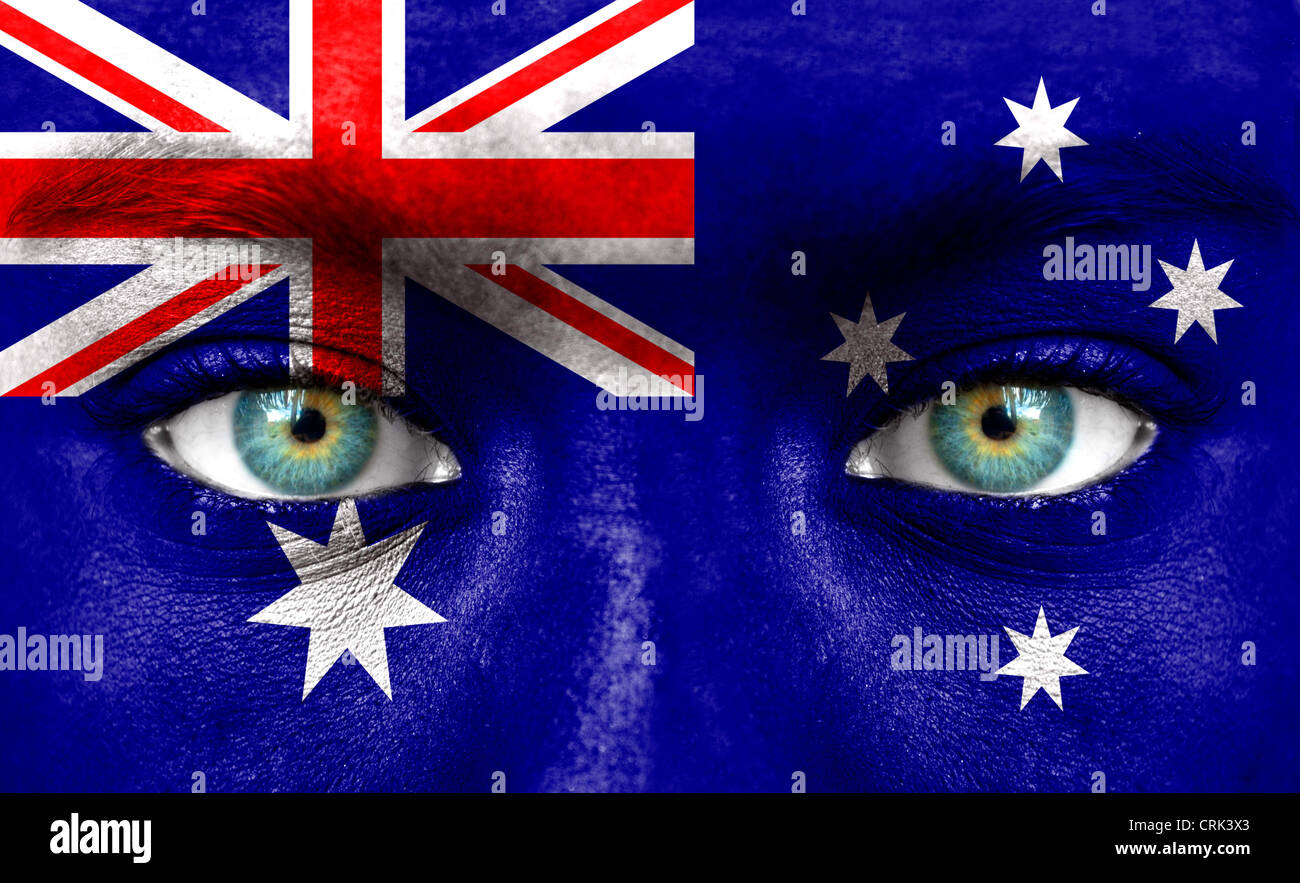 Human face painted with flag of Australia Stock Photo - Alamy
