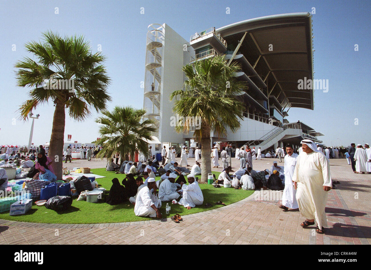 The Millennium Grandstand with audiences in Dubai Stock Photo - Alamy