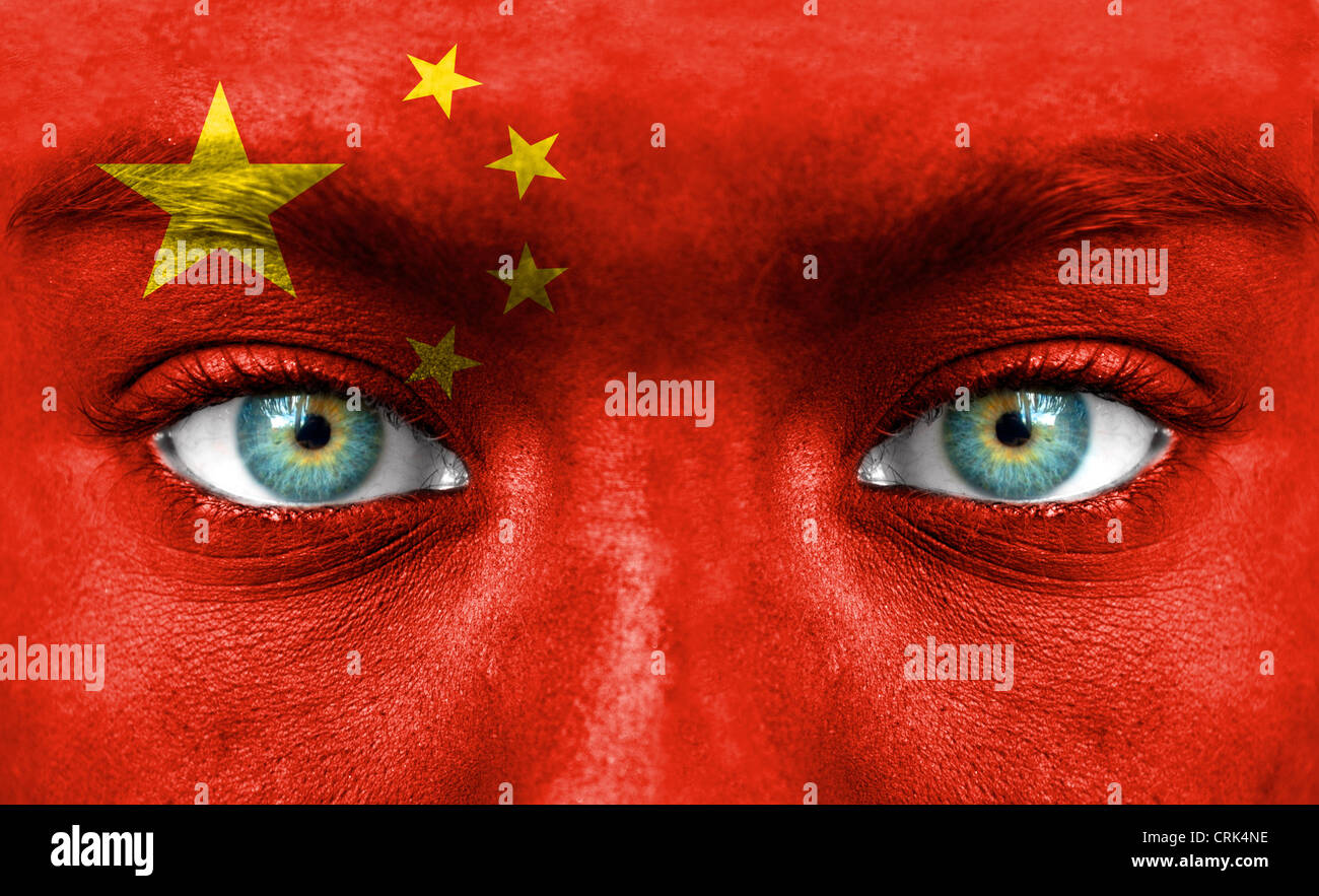 Woman china face paint flag hi-res stock photography and images - Alamy