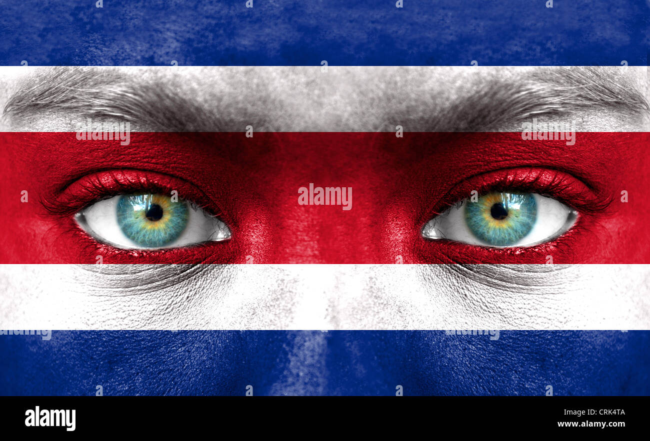 Human face painted with flag of Costa Rica Stock Photo - Alamy