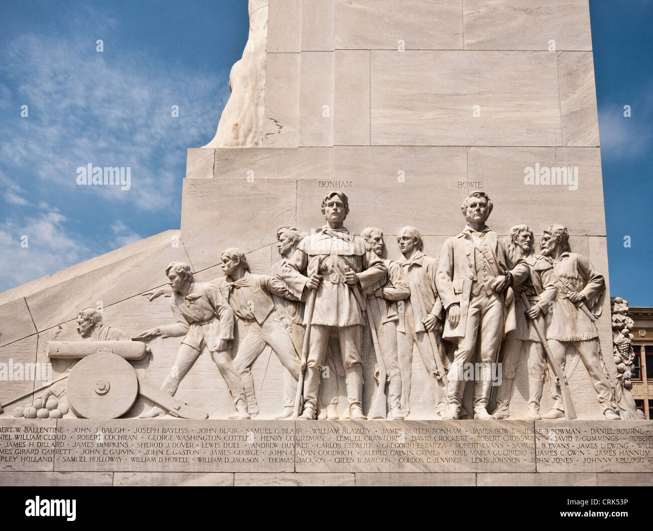 James Butler Bonham and James Bowie statues at Cenotaph memorial to the ...