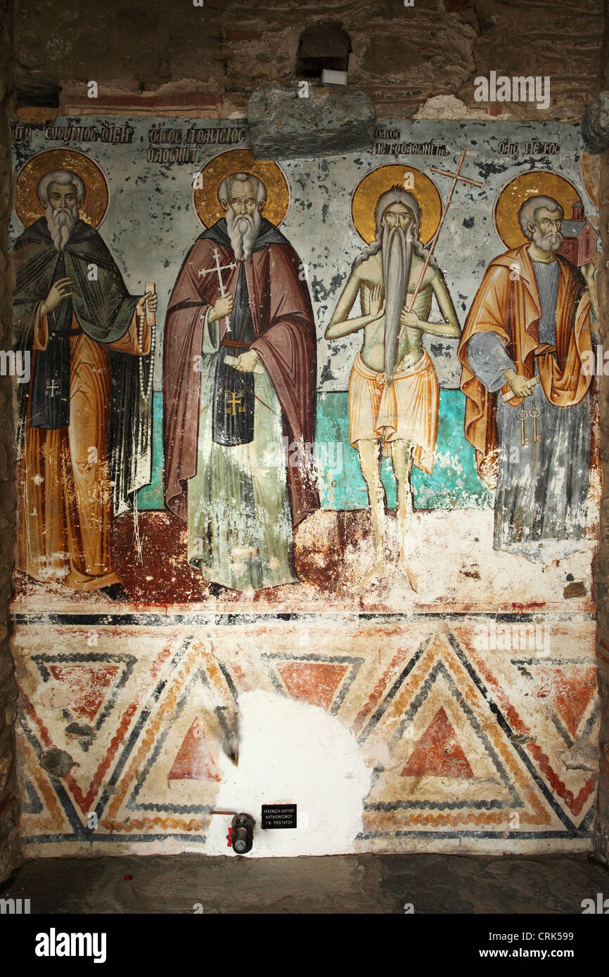 Icons at the Church of the Protaton in Karyes at Mount Athos, Greece ...