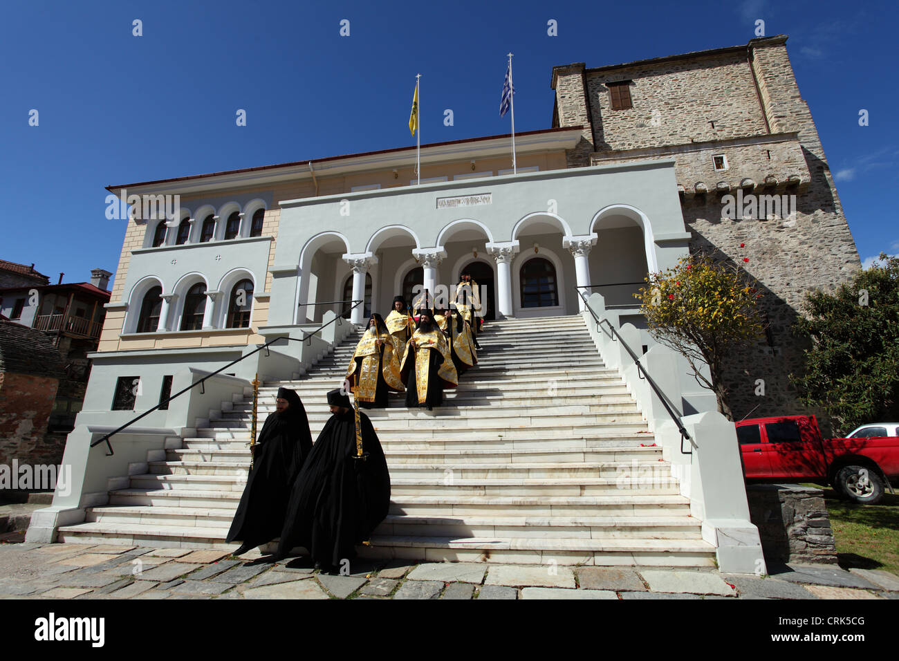 Monks and Orthodox church elders in procession on Easter Sunday in ...