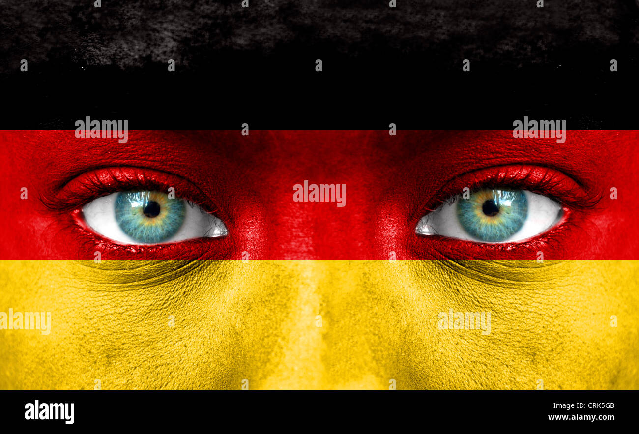 Human face painted with flag of Germany Stock Photo - Alamy