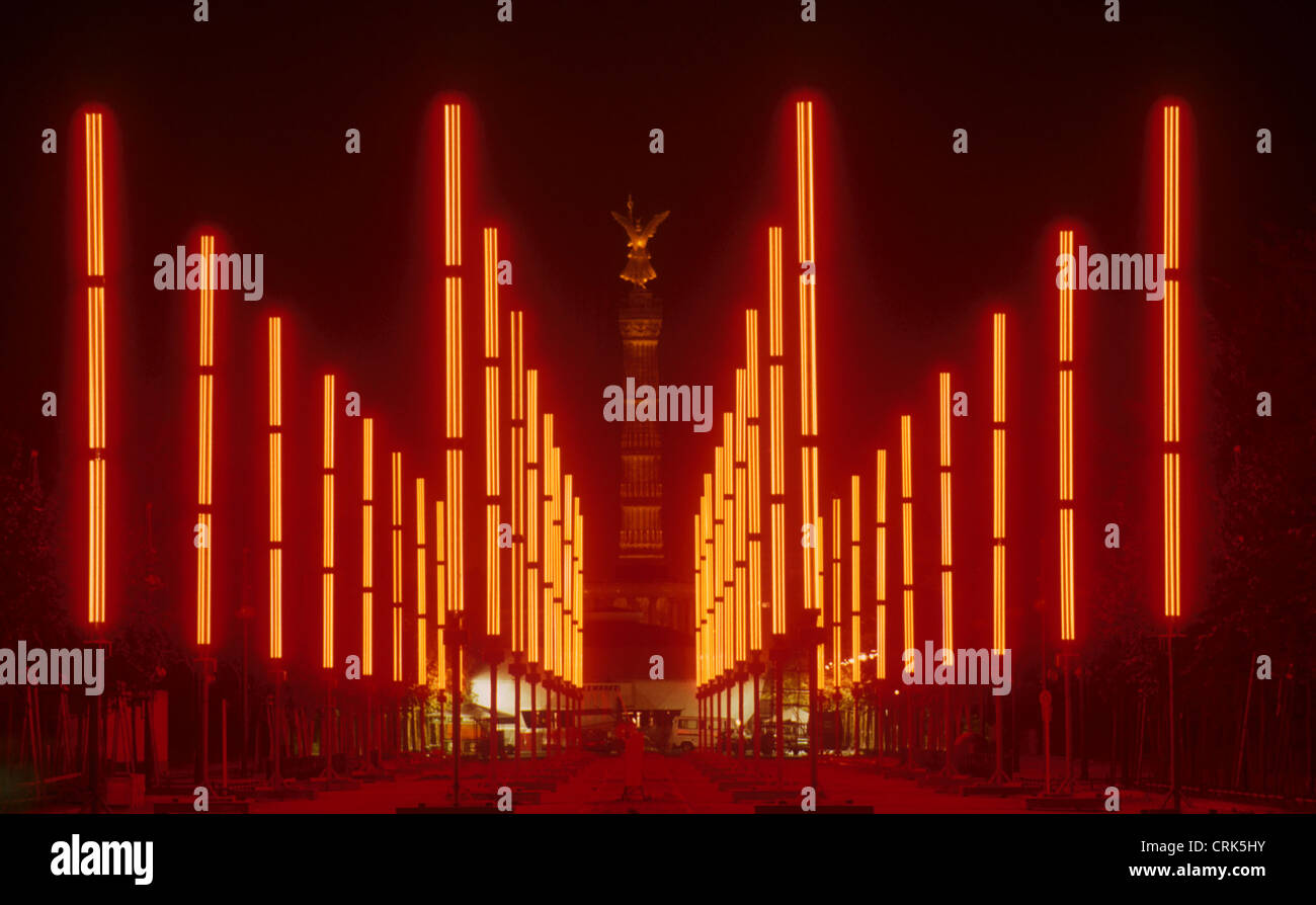 Neon installation in front of the Victory Column Stock Photo - Alamy