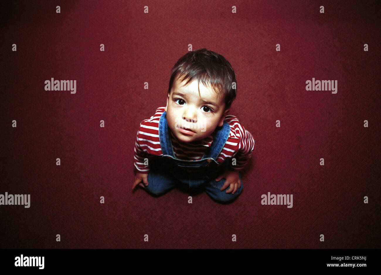 Small child looks at camera from below Stock Photo - Alamy