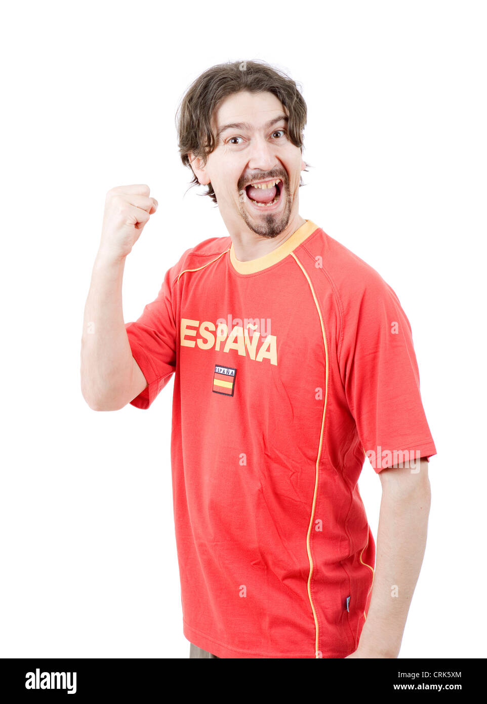 happy spanish man supporter, isolated on white Stock Photo - Alamy