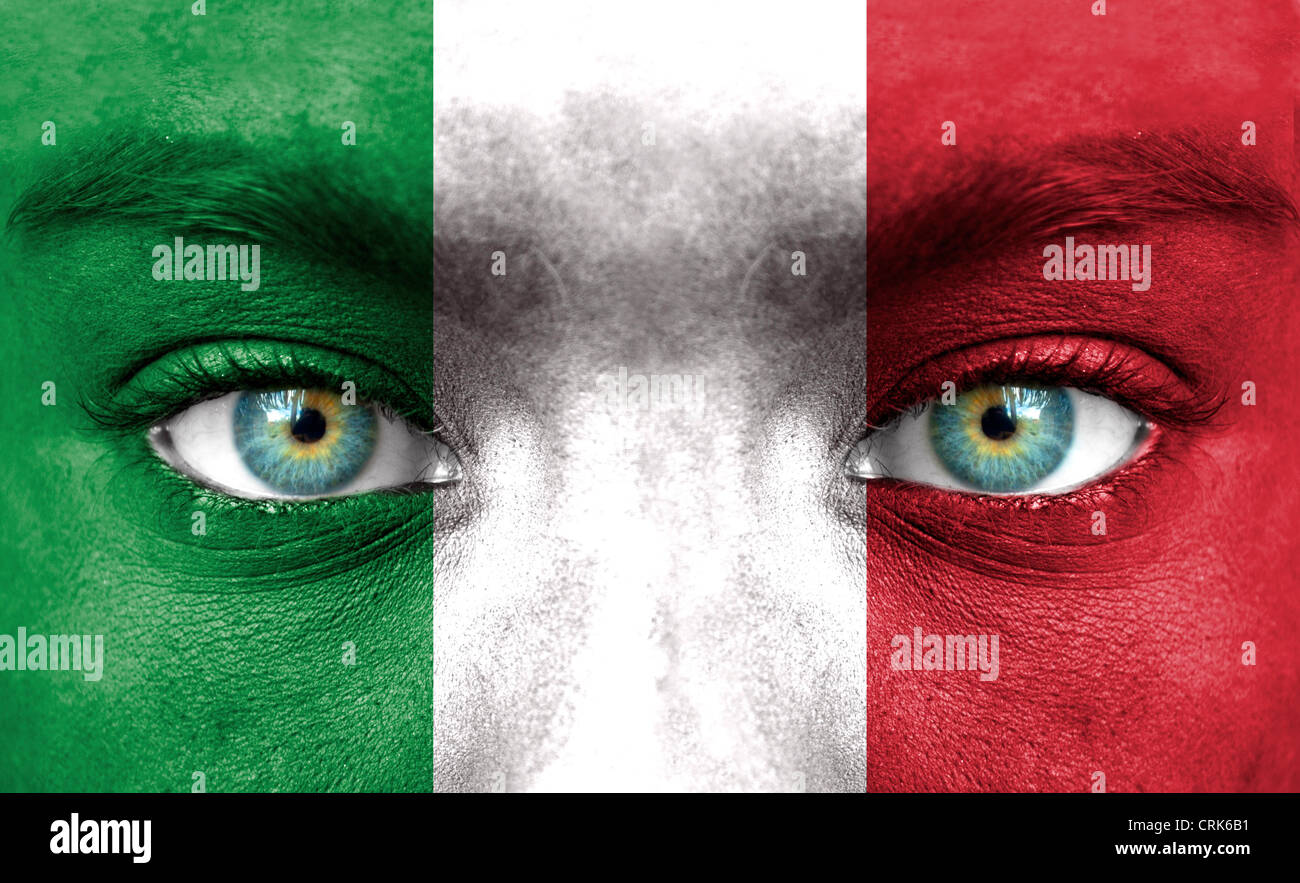 Human face painted with flag of Italy Stock Photo - Alamy
