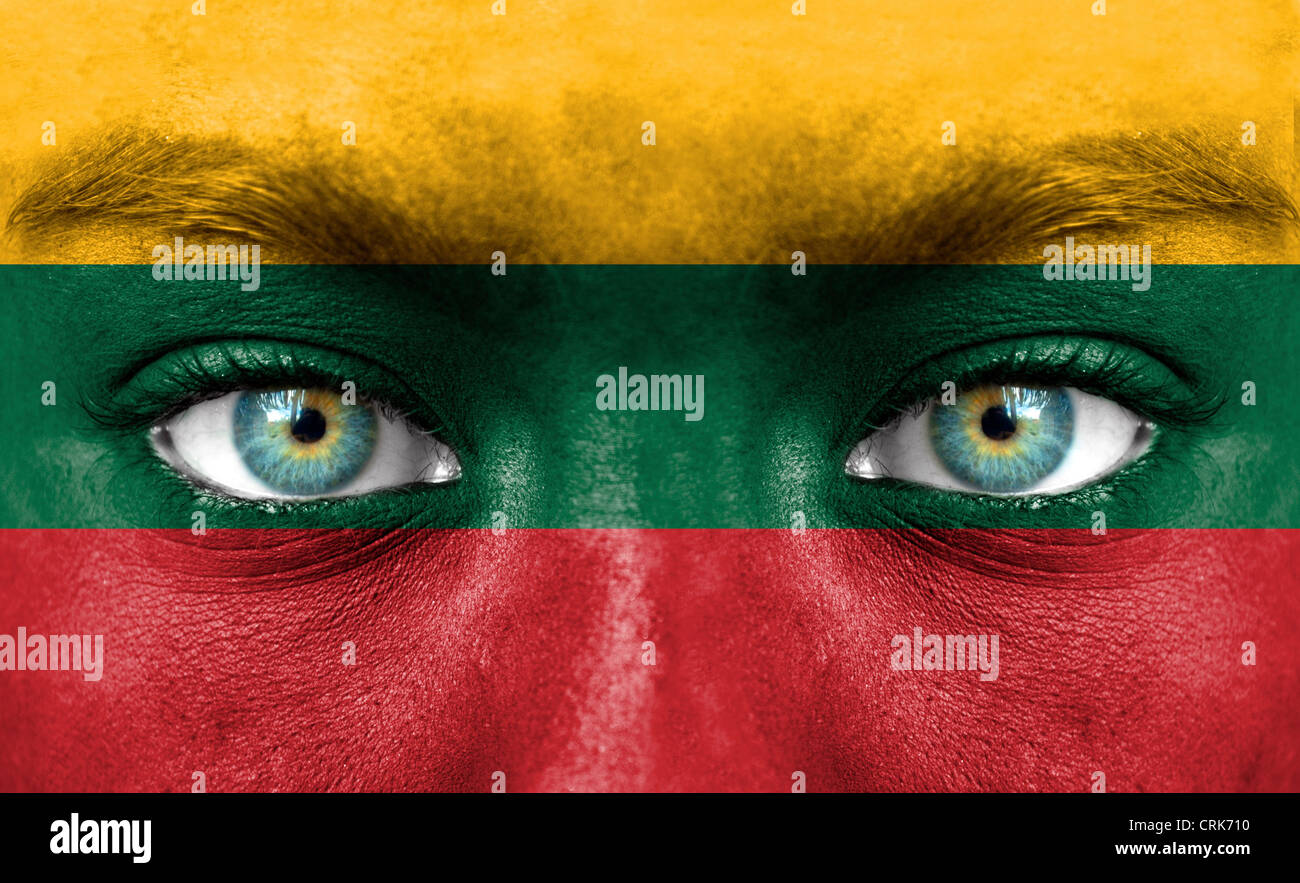 Human face painted with flag of Lithuania Stock Photo - Alamy