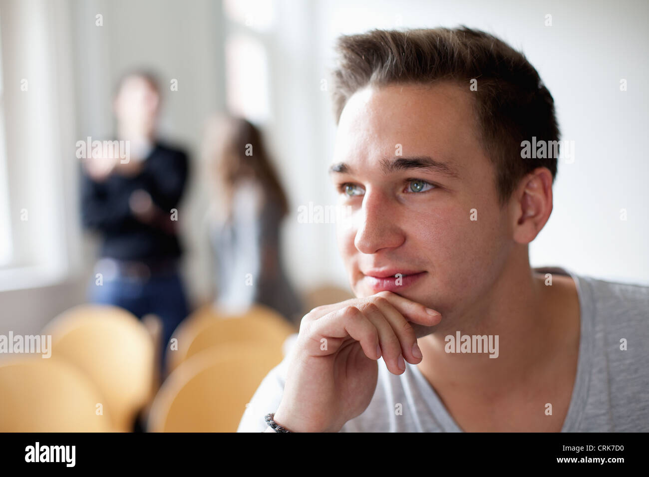 Close up man resting chin hi-res stock photography and images - Alamy