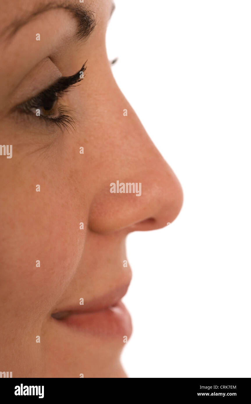 Profile of a woman smiling woman Stock Photo - Alamy