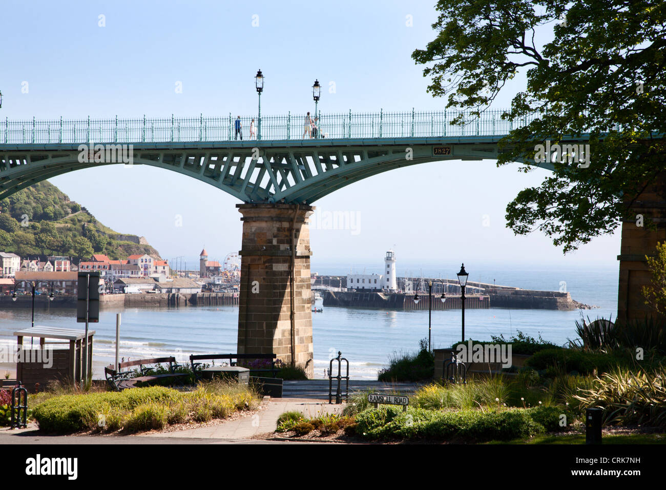 The Lighthouse through Cliff Bridge Scarborough North Yorkshire England ...