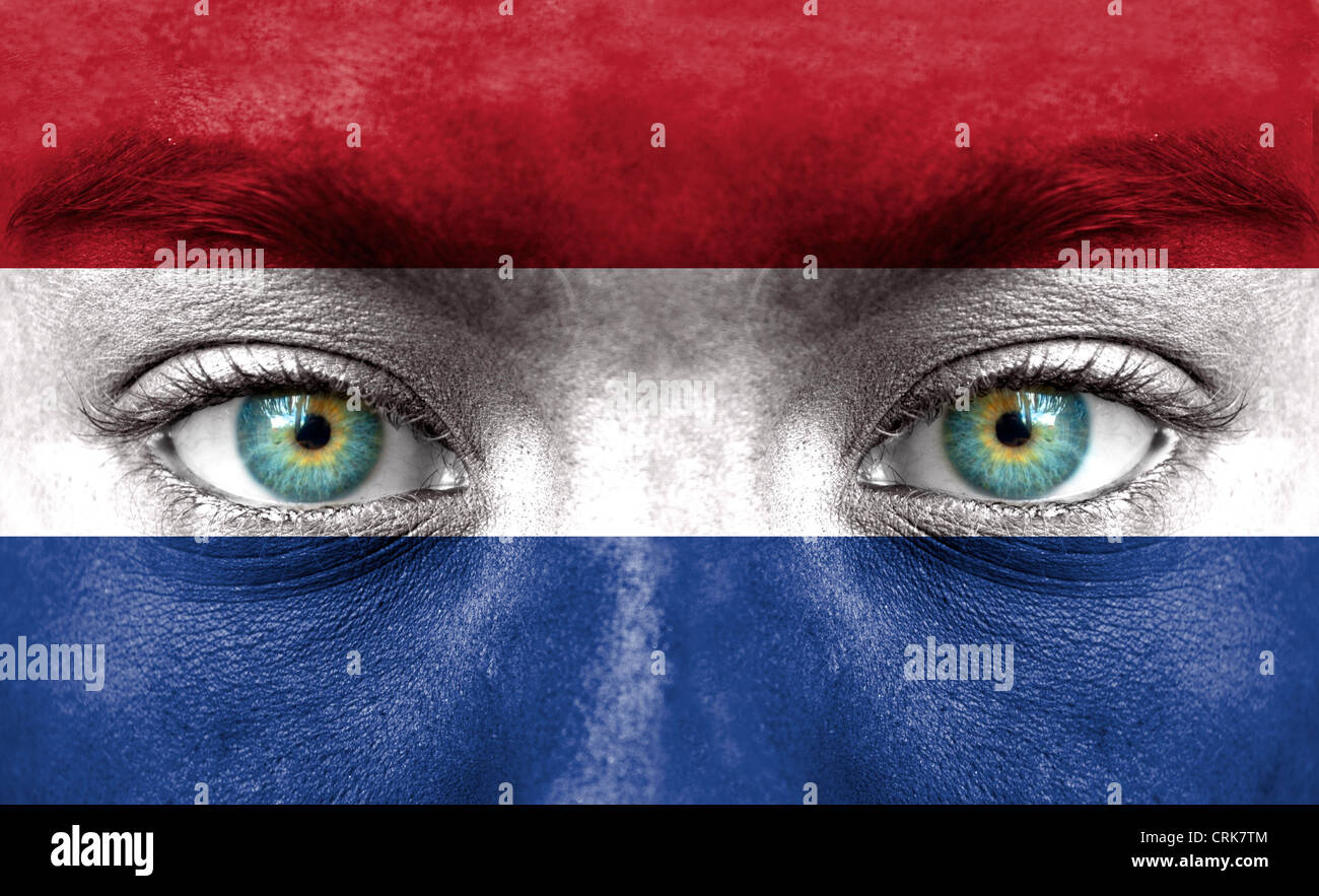Human face painted with flag of Netherlands Stock Photo - Alamy