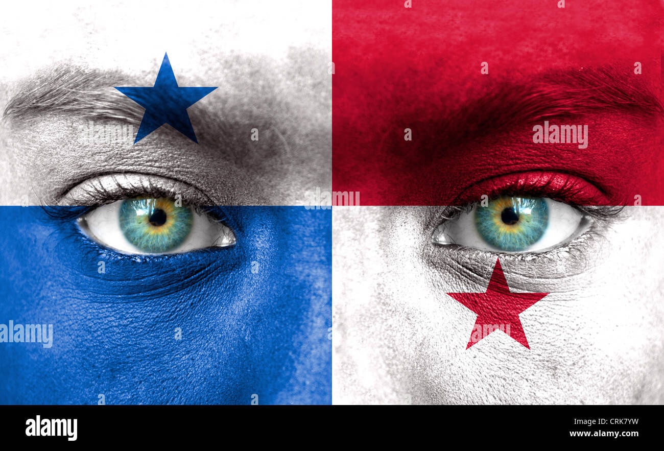 Human face painted with flag of Panama Stock Photo - Alamy