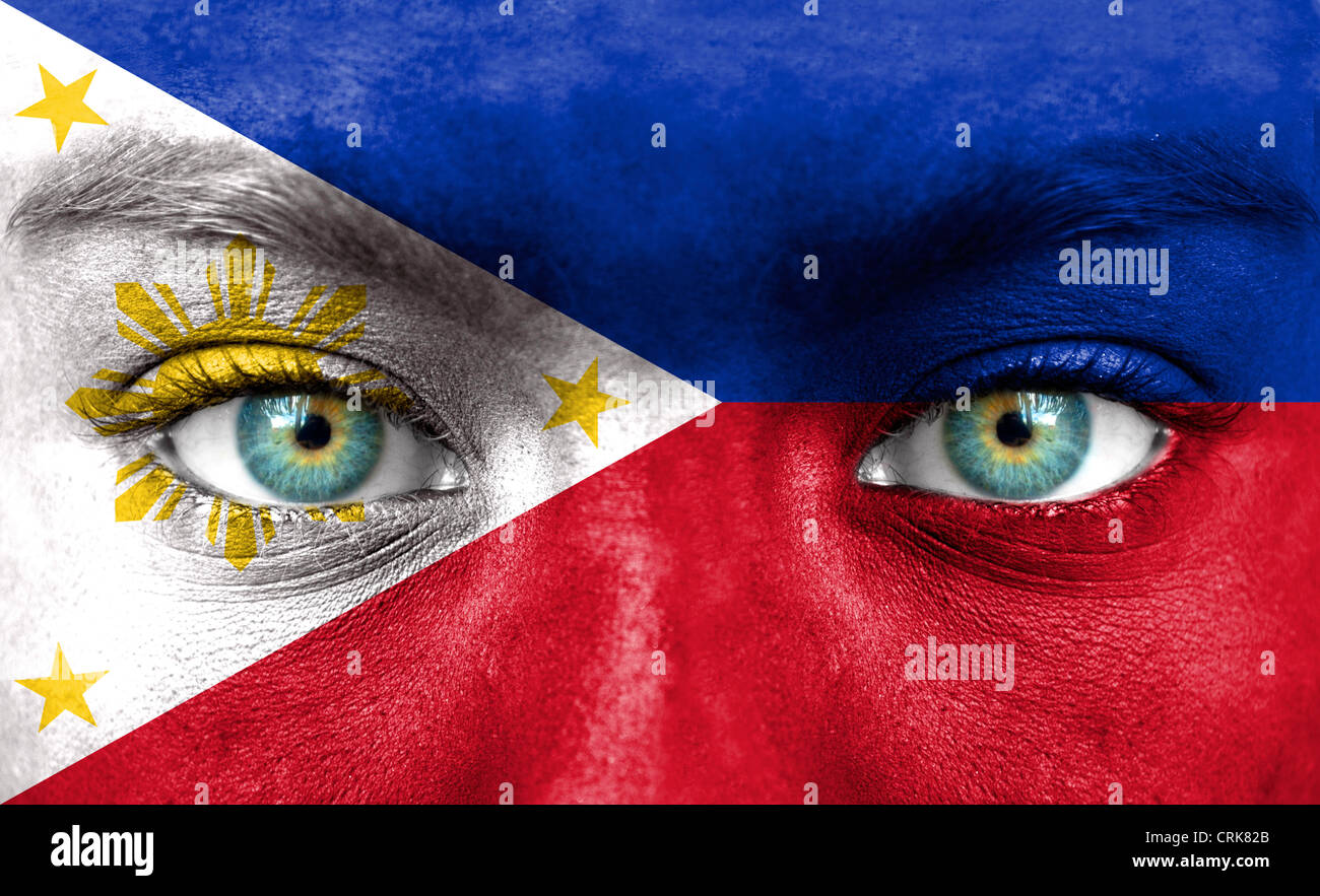 Human face painted with flag of Philippines Stock Photo - Alamy