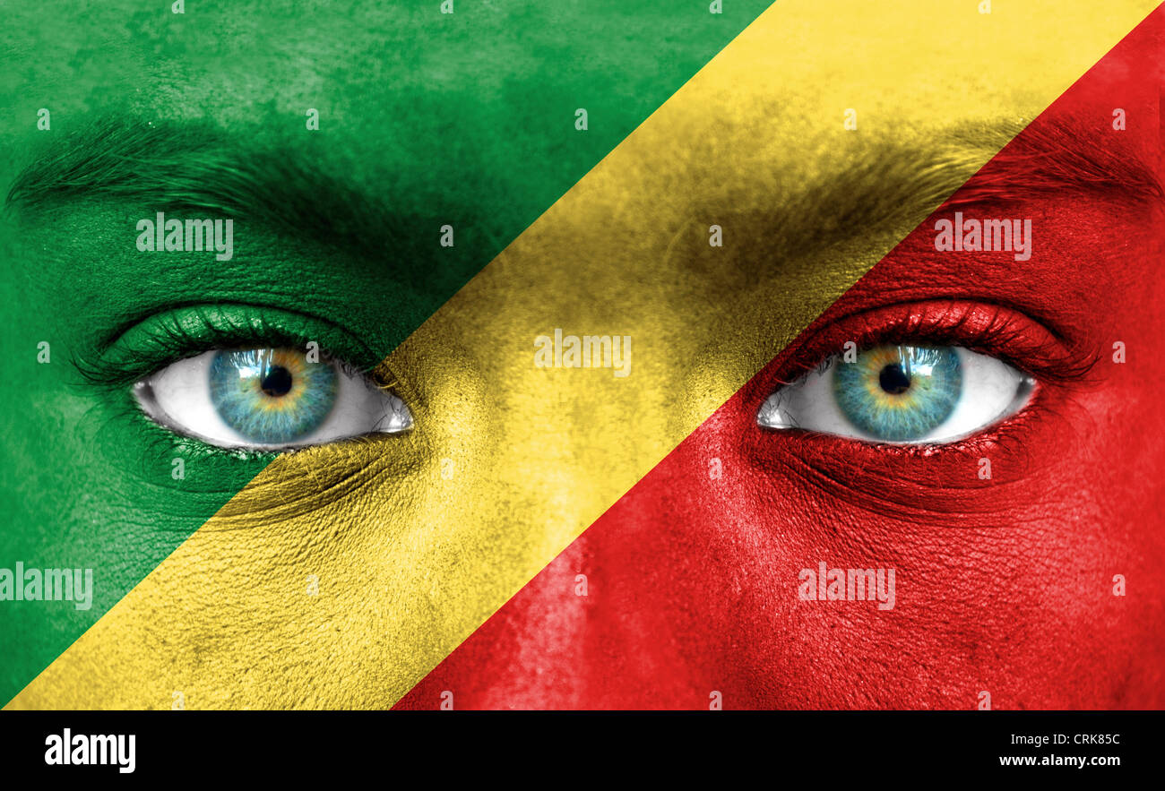 Human face painted with flag of Republic of the Congo Stock Photo - Alamy