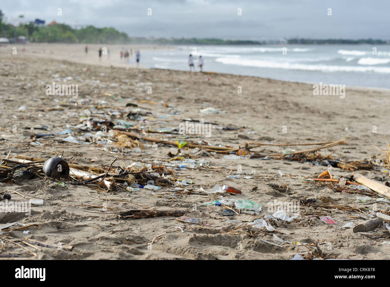 Plastic waste and rubbish on Kuta Beach, Bali, Indonesia Stock Photo ...