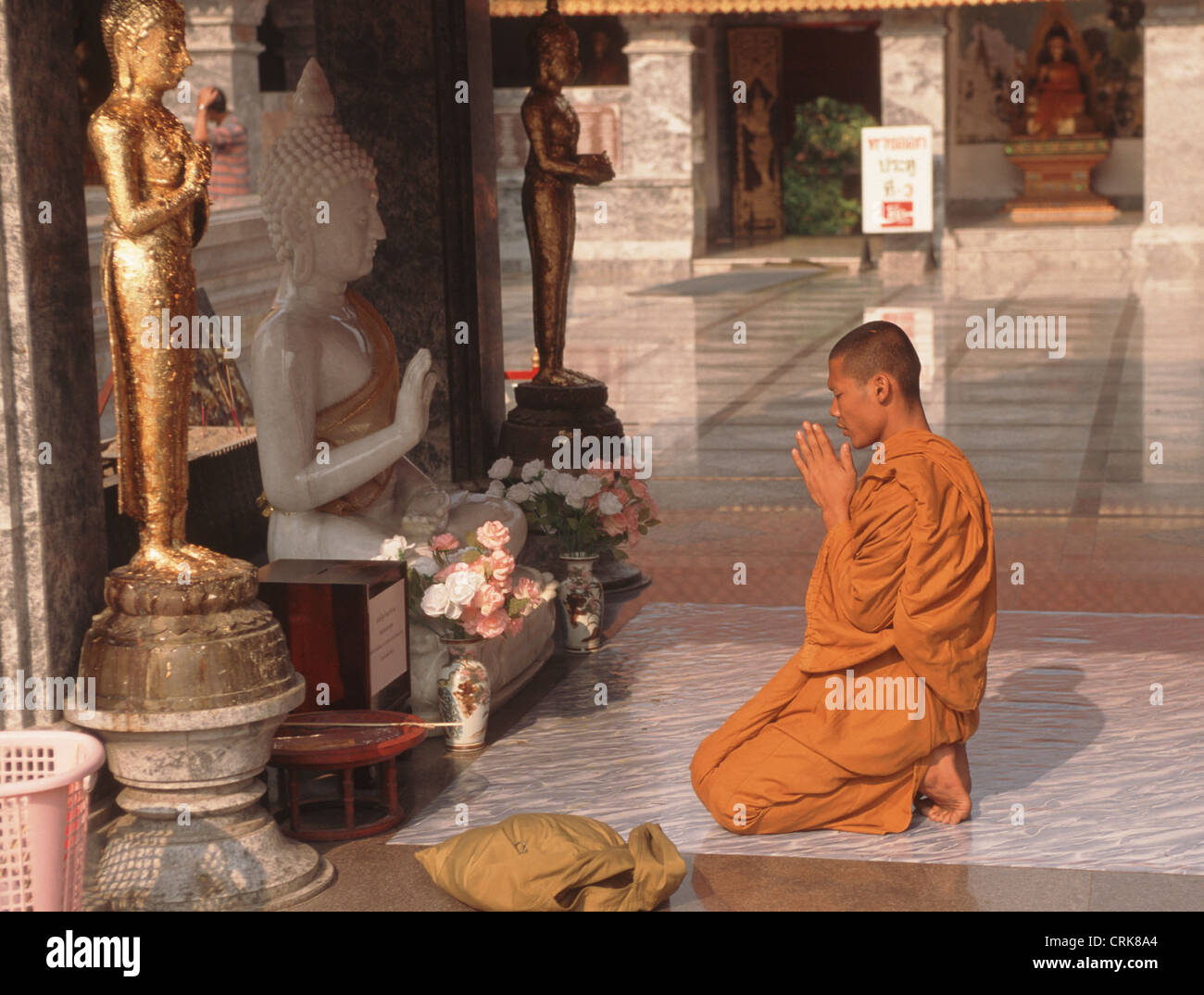 Buddhist monk in the temple Stock Photo - Alamy