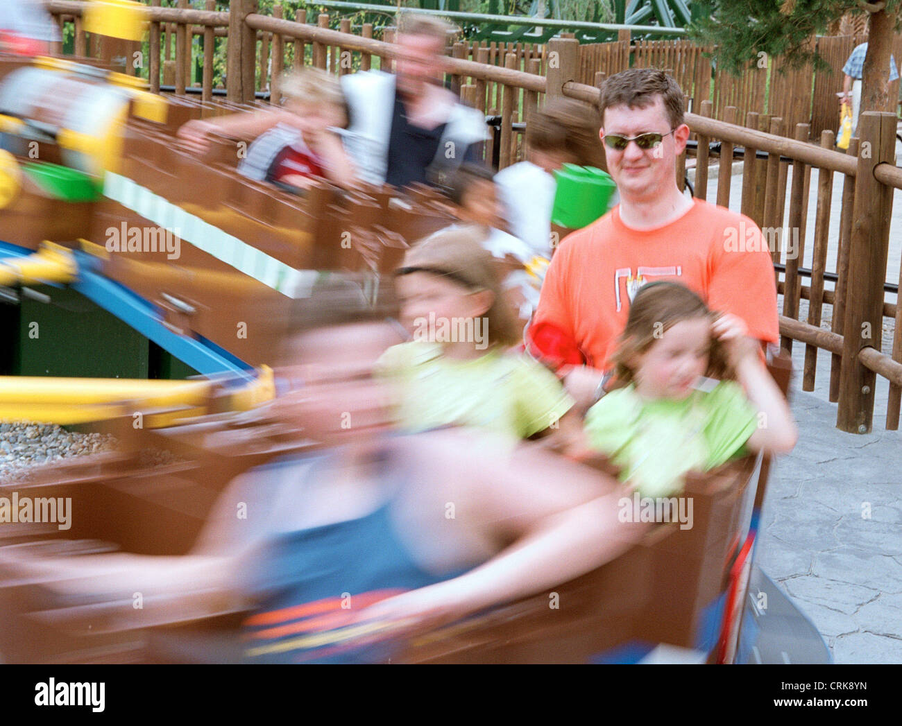 Visitors ride the carousel German Legoland Stock Photo - Alamy