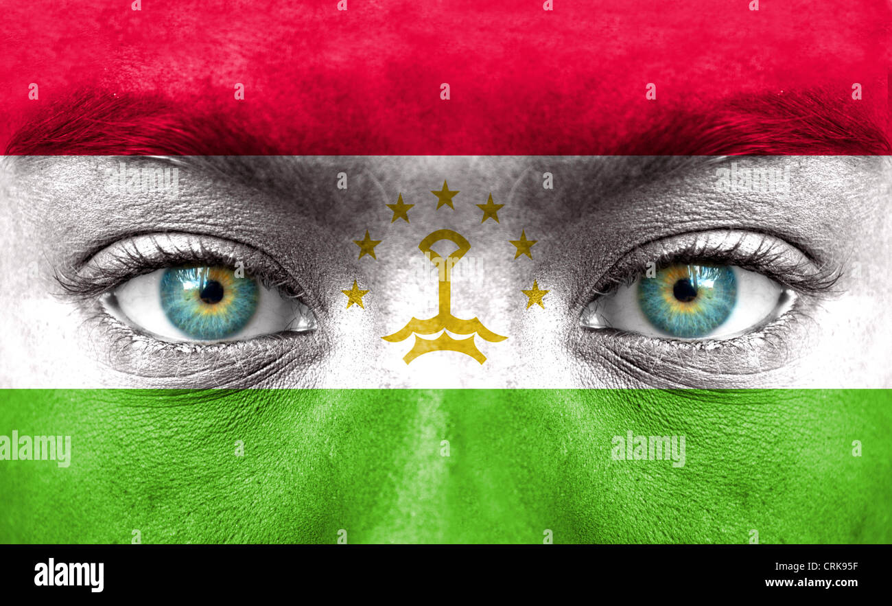 Human face painted with flag of Tajikistan Stock Photo - Alamy