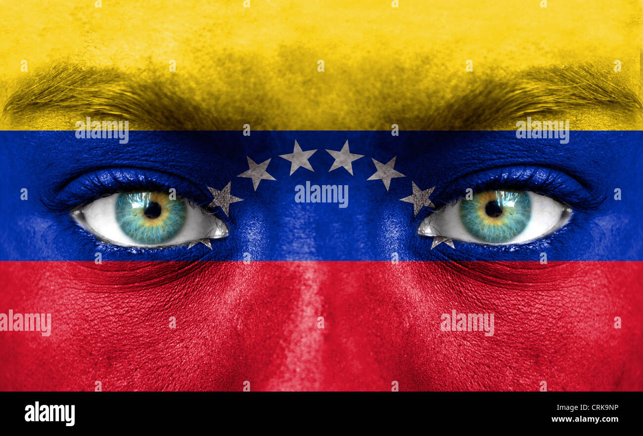 Human face painted with flag of Venezuela Stock Photo - Alamy