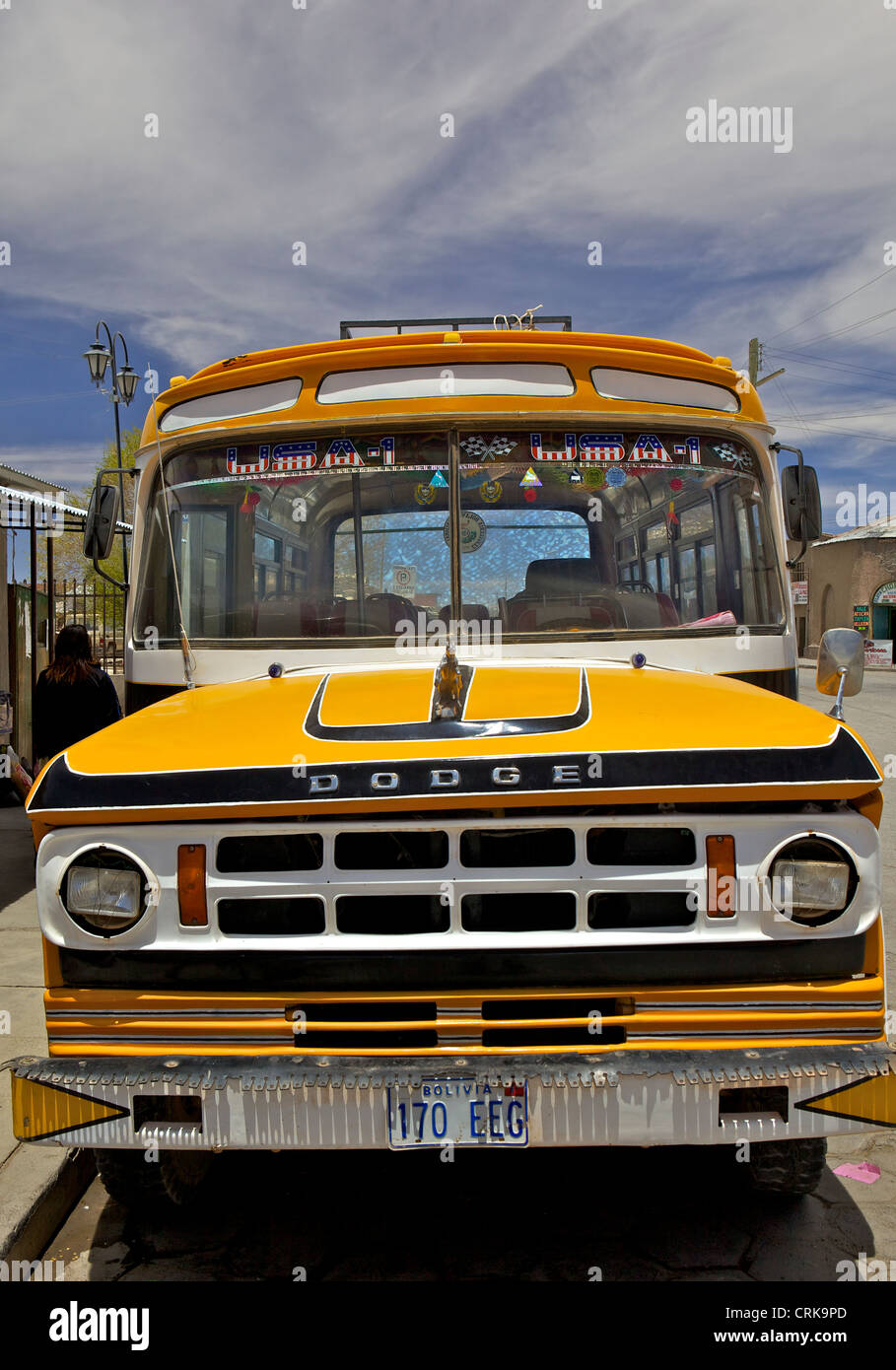 Old Dodge yellow bus Stock Photo - Alamy