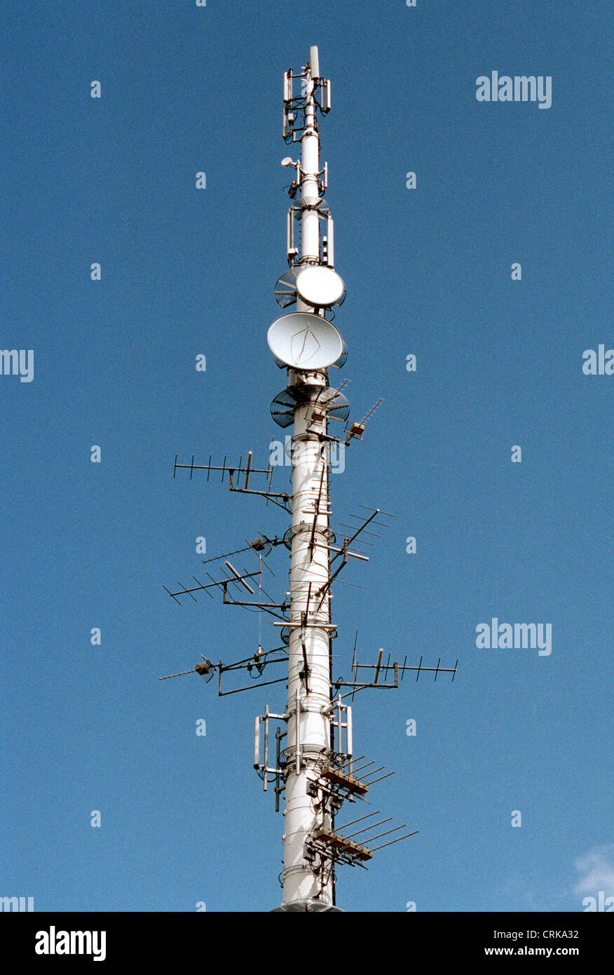 Transmission tower for mobile phones with various antennas Stock Photo ...