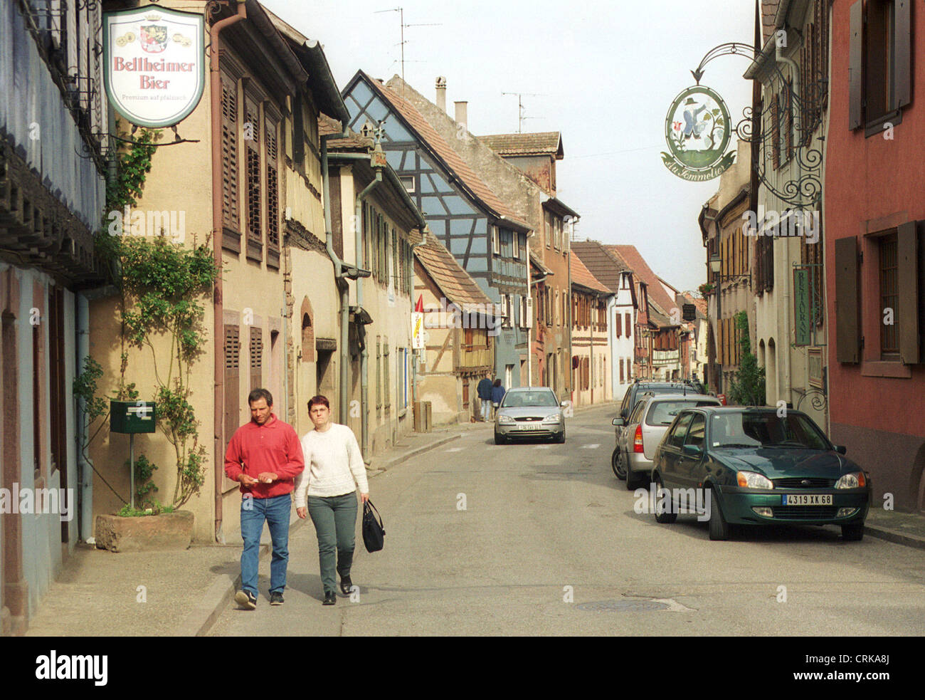 Bergheim village at the foot of the Vosges Mountains in Alsace Stock ...