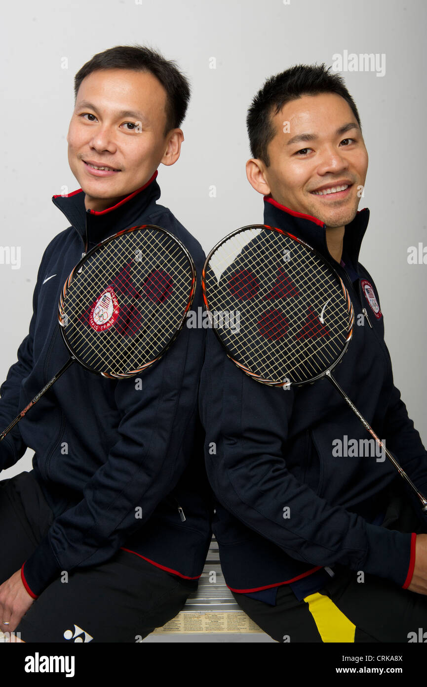 American male badminton players Tony Gunawan and Howard Bach at Team ...