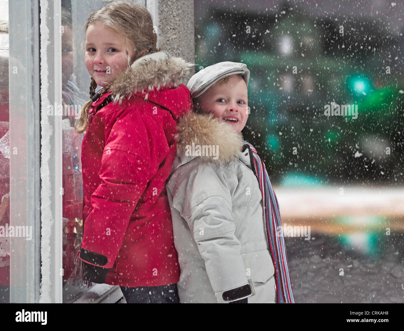 Children smiling in snow Stock Photo - Alamy