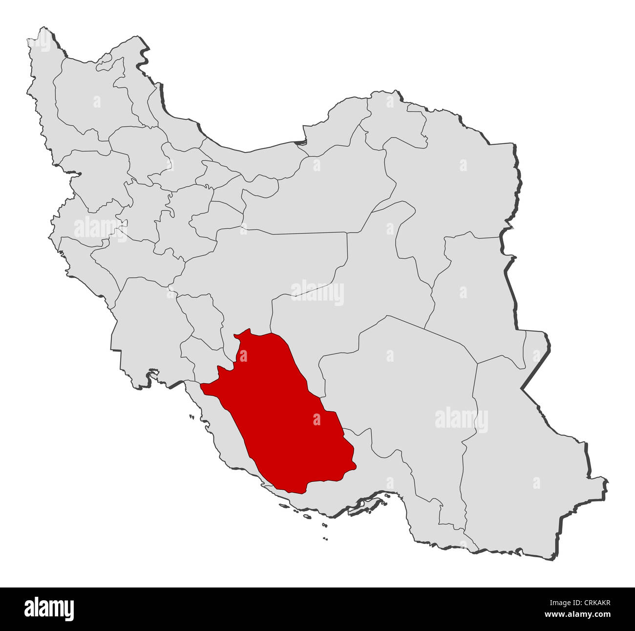 Political map of Iran with the several provinces where Fars is ...