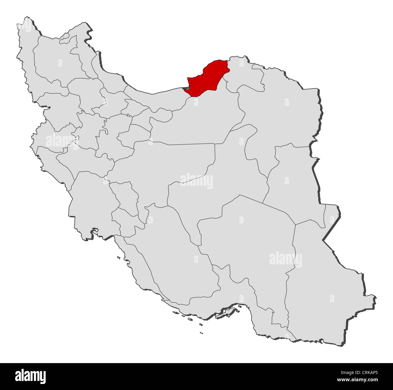 Political map of Iran with the several provinces where Golestan is ...