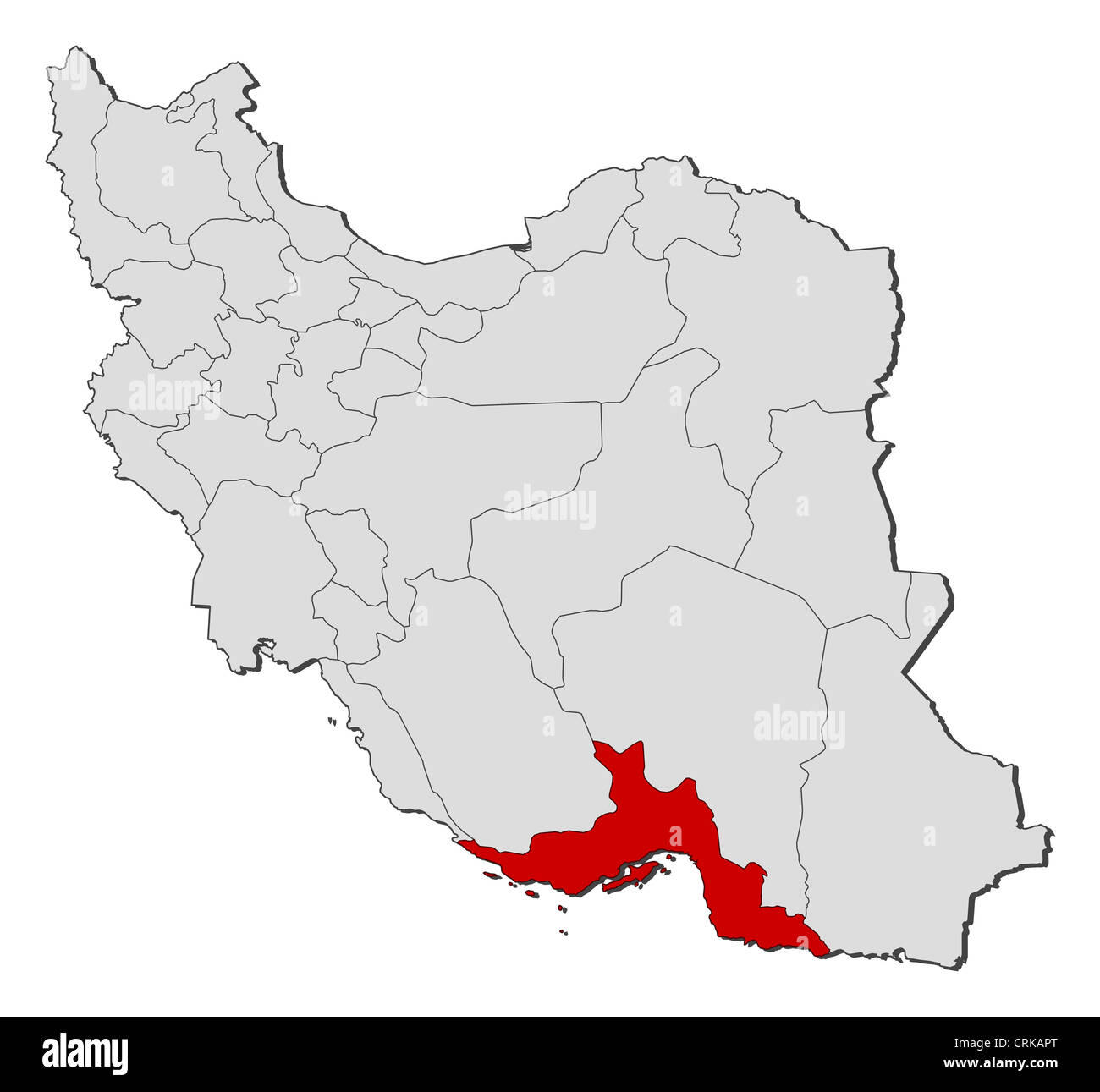 Political map of Iran with the several provinces where Hormozgan is ...