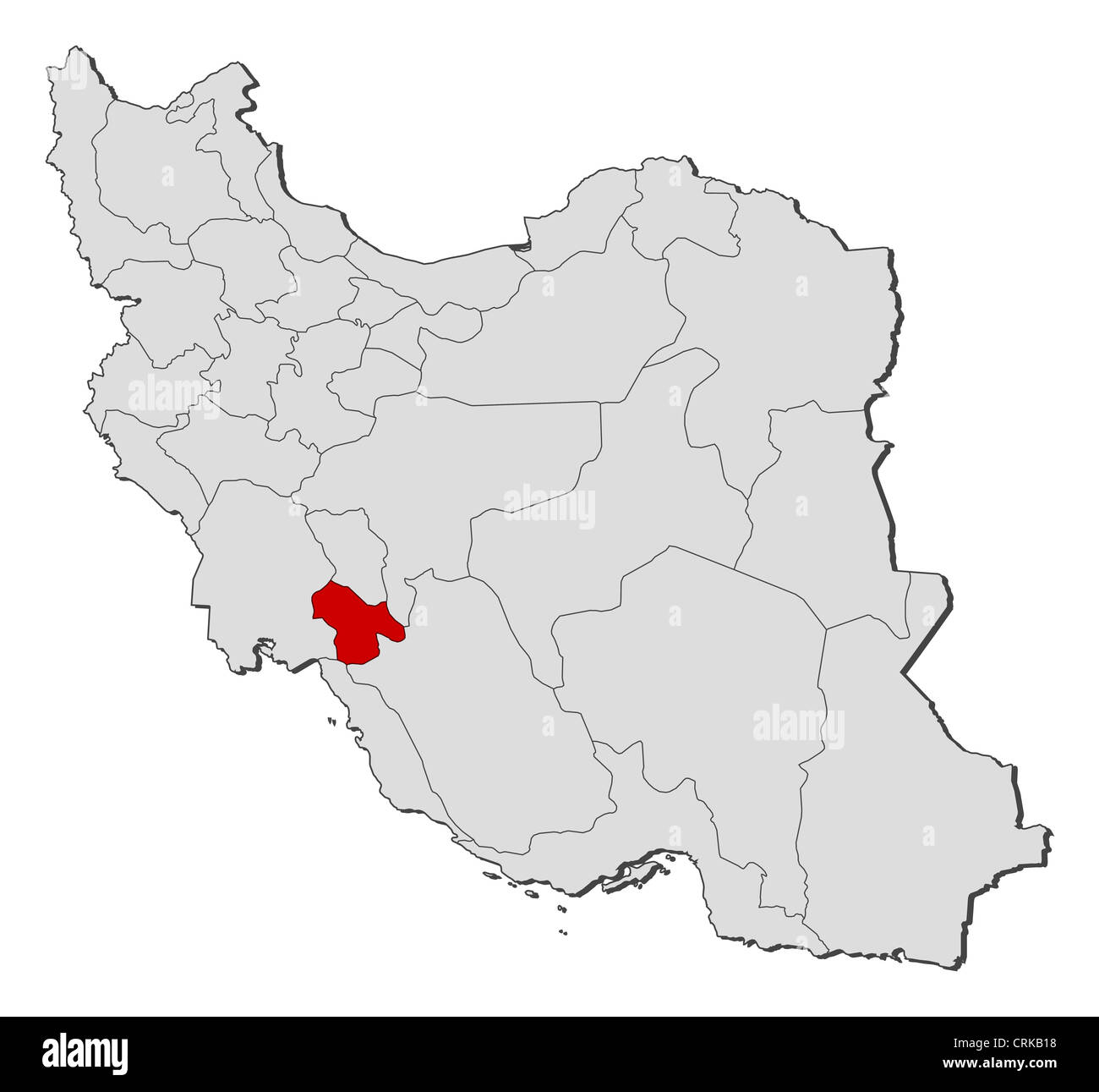 Political map of Iran with the several provinces where Kohgiluyeh and ...