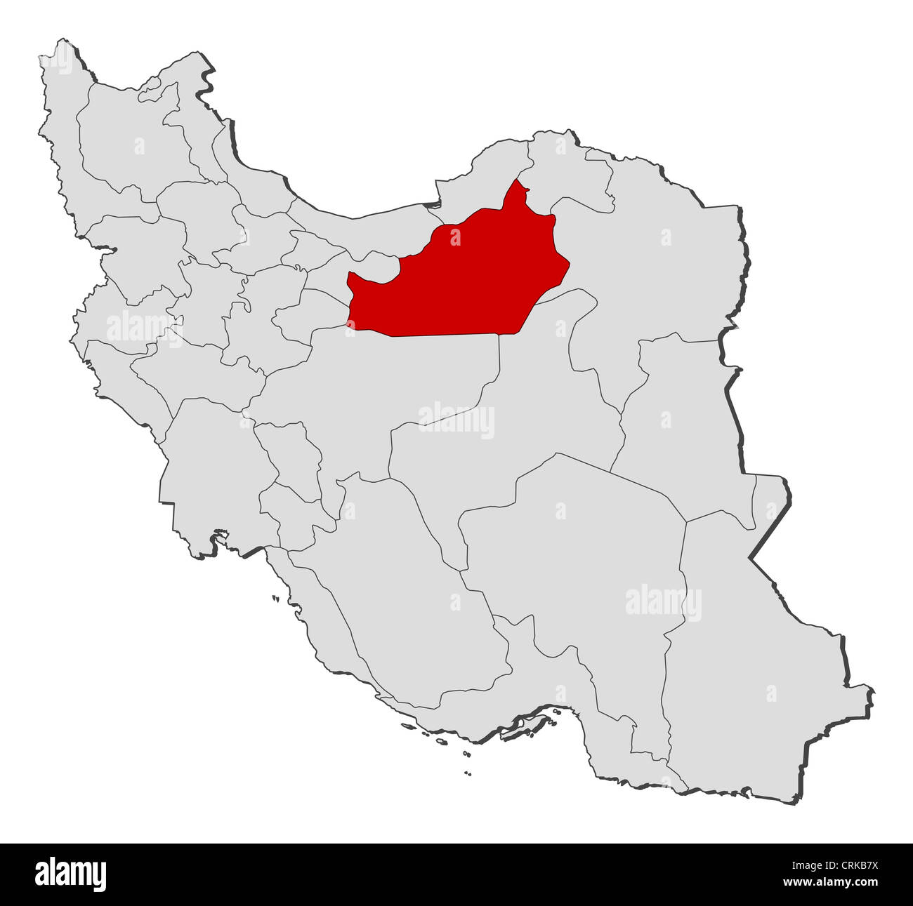 Political map of Iran with the several provinces where Semnan is ...