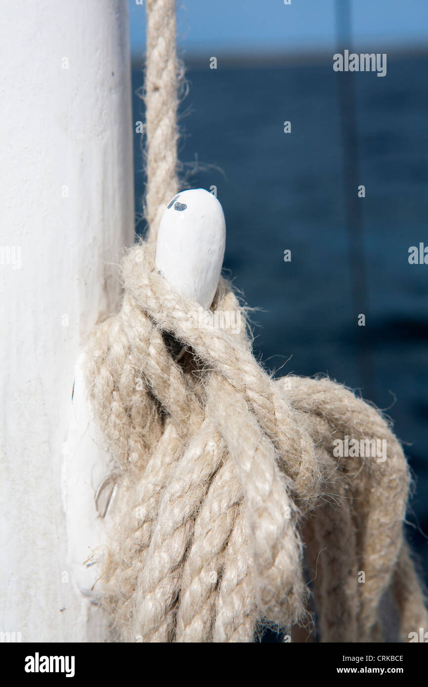 Old rope on boat Stock Photo - Alamy