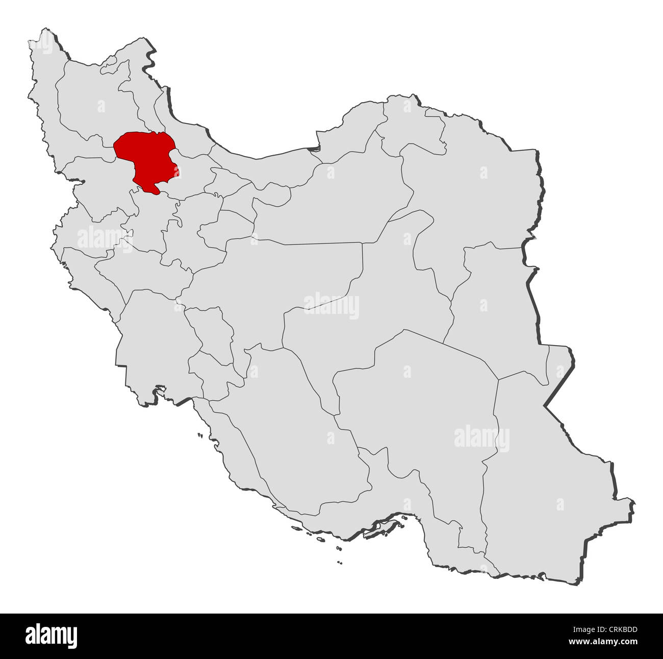 Political map of Iran with the several provinces where Zanjan is ...