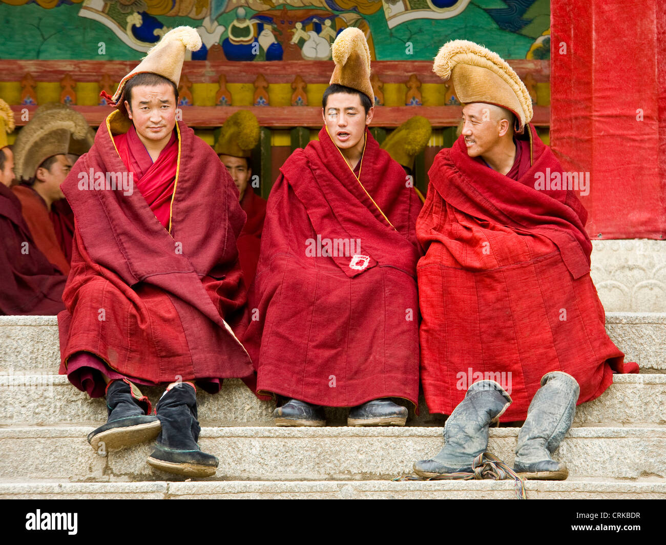 Tibetan Buddhist monks (Geluk or Yellow Hat) outside the Grand Sutra ...