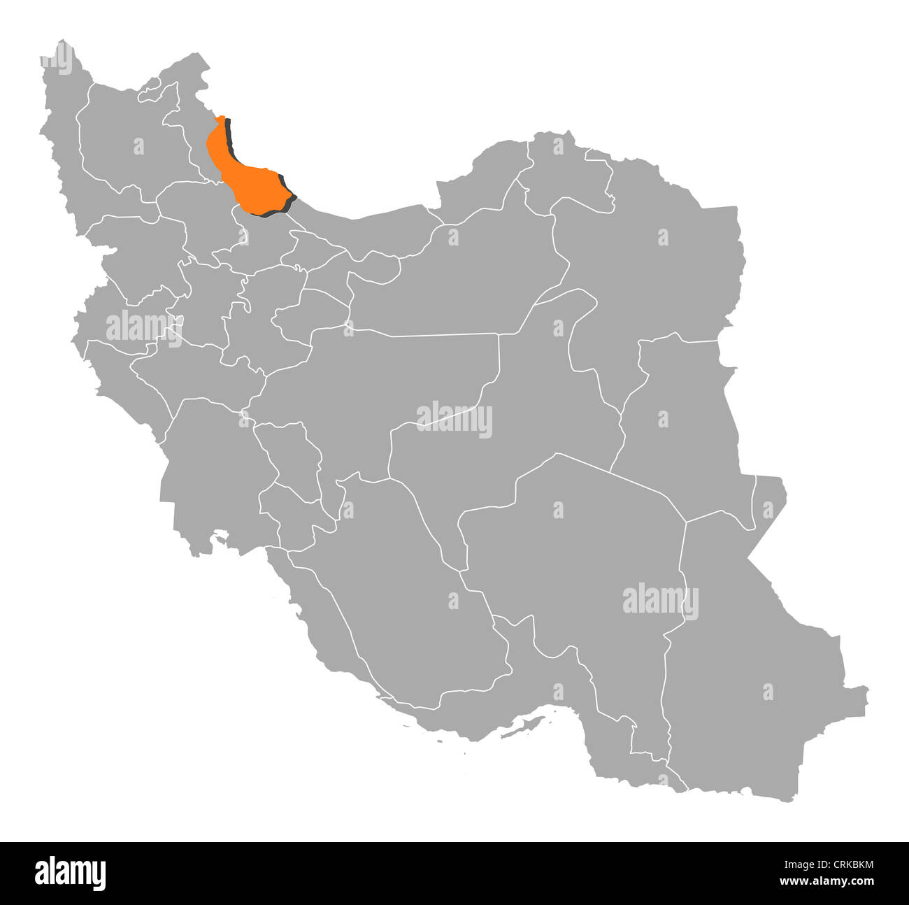 Political map of Iran with the several provinces where Gilan is ...