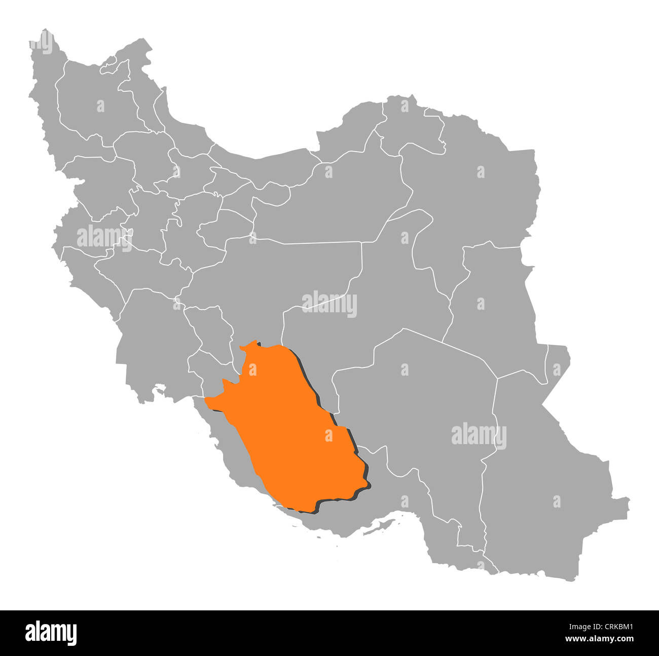 Political map of Iran with the several provinces where Fars is ...