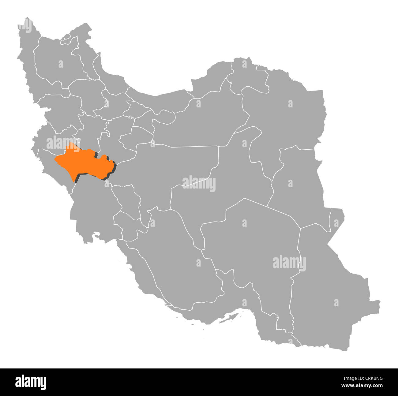 Political map of Iran with the several provinces where Lorestan is ...