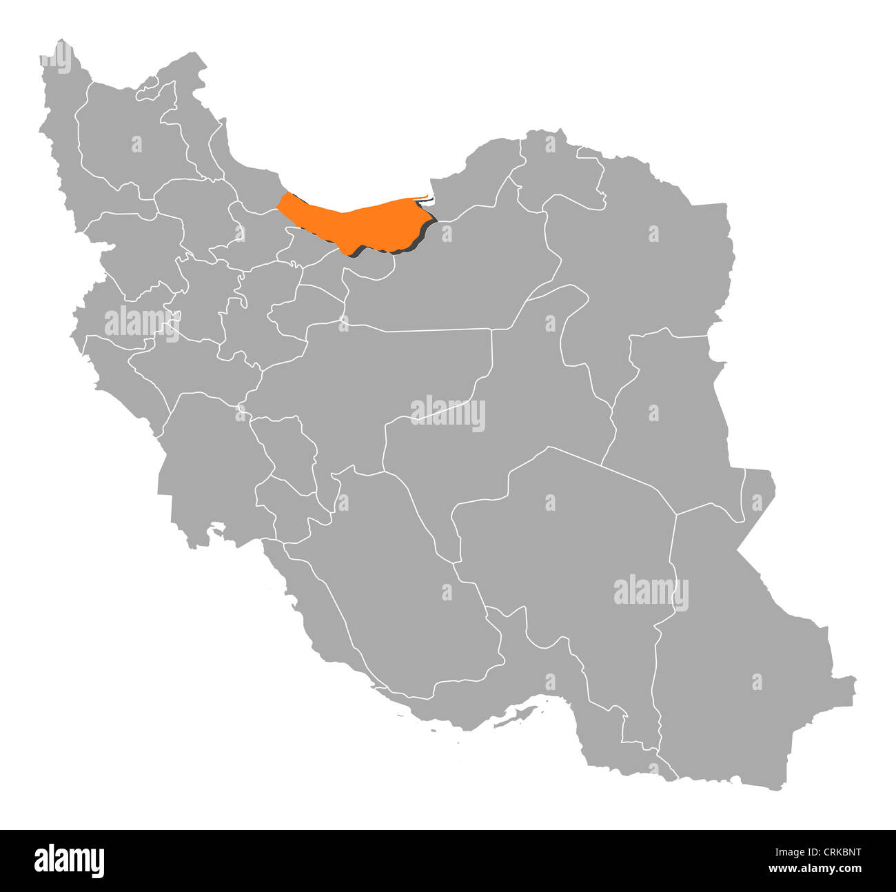 Political map of Iran with the several provinces where Mazandaran is ...