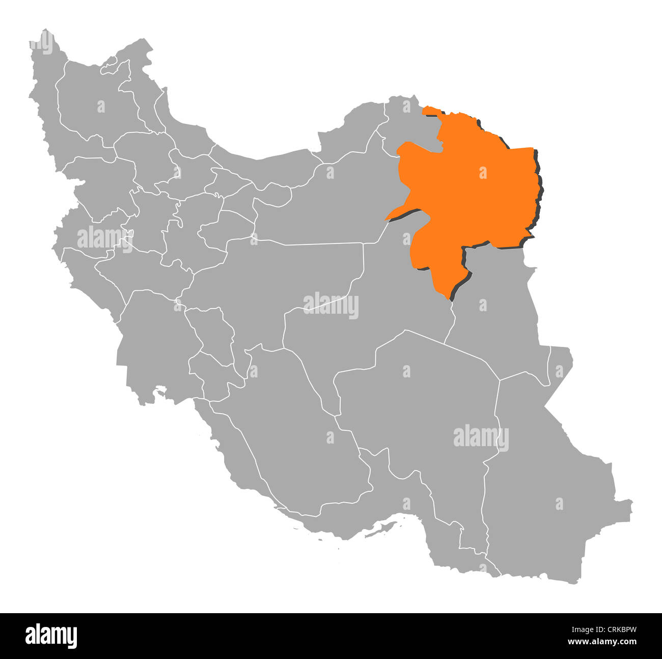 Political map of Iran with the several provinces where Razavi Khorasan ...